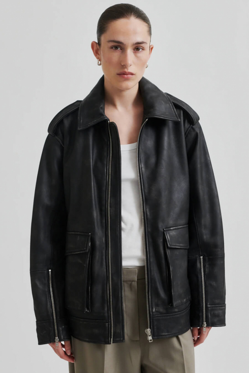 SECOND FEMALE | Auras Leather Jacket, Black | Jackets & Coats - For her ...